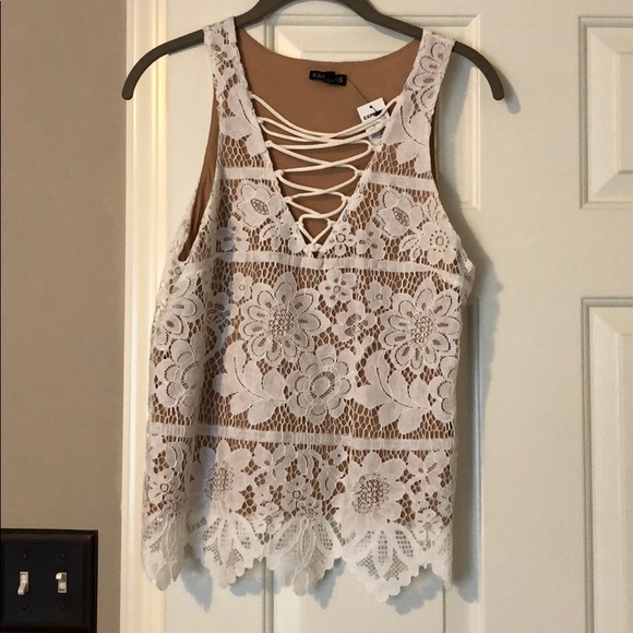 Express | Tops | Nwt Express White Lace Tank | Poshmark